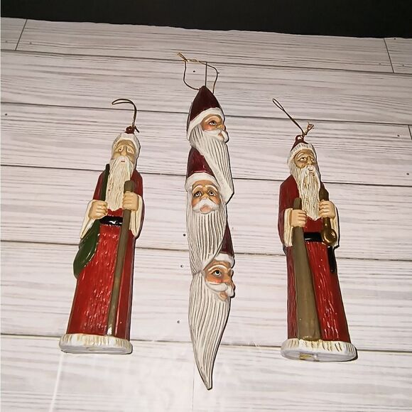 Holiday | Christmasholiday Pencil Slim Santa Claus Folk Art Tree ...